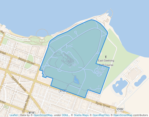 Eastern Park in East Geelong | Map and Routes