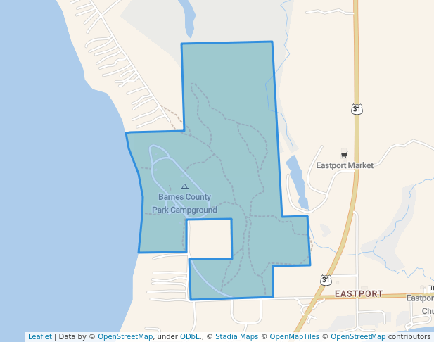 Barnes County Park in Central Lake | Map and Routes
