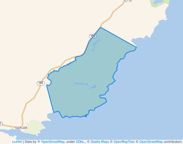 Cutler Coast Public Land in Cutler | Map and Routes