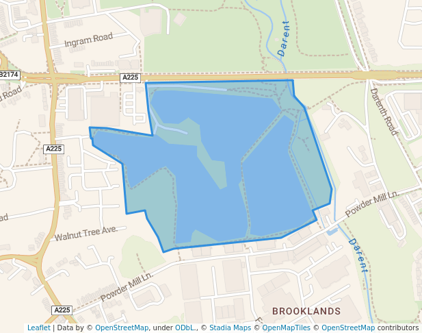 Brooklands Lakes in Dartford | Map and Routes