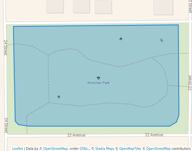 Kinsmen Park in Coaldale | Map and Routes