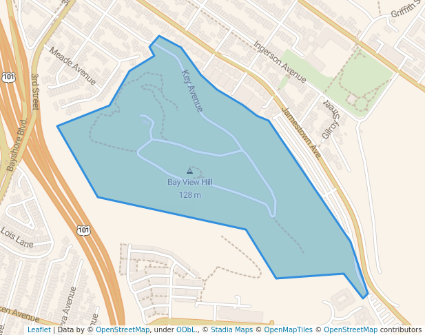 Bayview Hill Park in San Francisco | Map and Routes