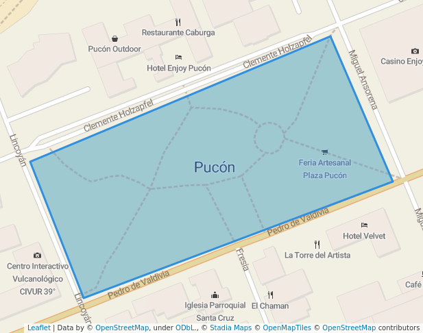 Plaza de Pucón in Pucon | Map and Routes