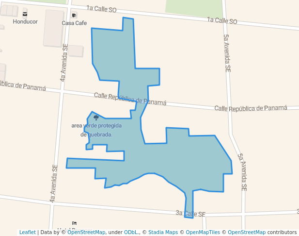 area verde protegida de quebrada. in Siguatepeque | Map and Routes