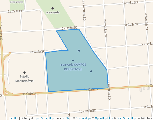area verde CAMPOS DEPORTIVOS. in Siguatepeque | Map and Routes