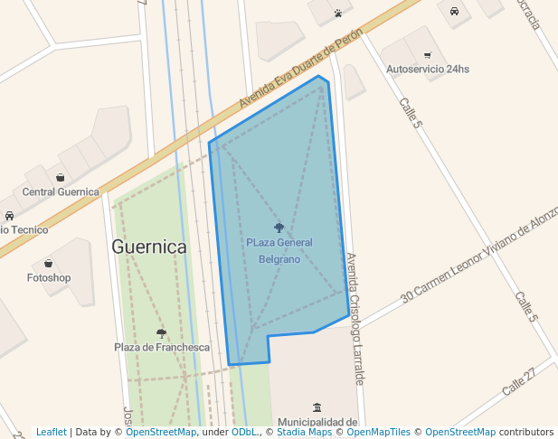 PLaza General Belgrano in Guernica | Map and Routes