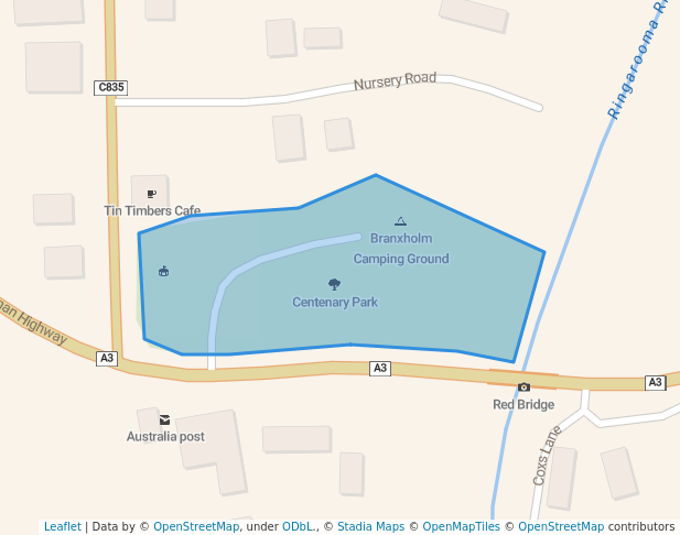 Centenary Park in Branxholm | Map and Routes