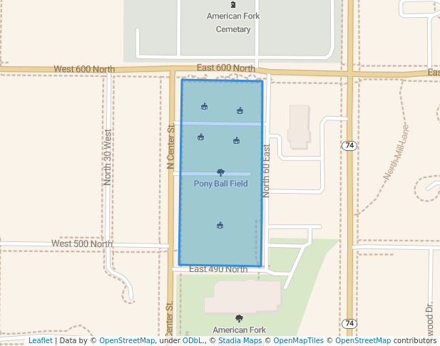 Pony Ball Field in American Fork | Map and Routes