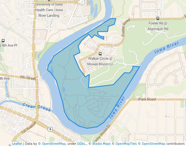 Peninsula Park in Iowa City | Map and Routes