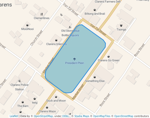 President Plein in Clarens | Map and Routes