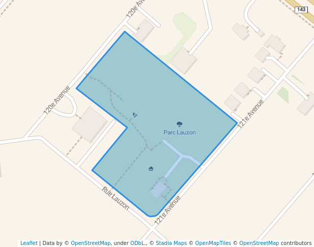Parc Lauzon in Drummondville | Map and Routes