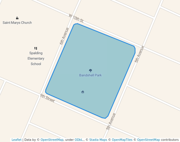 Bandshell Park in Alton | Map and Routes