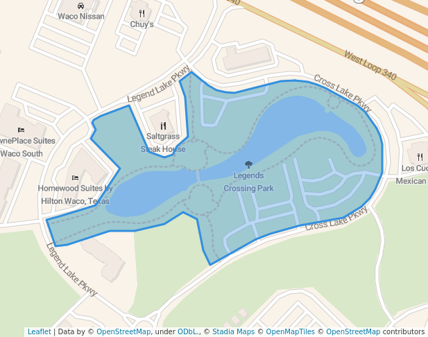 Legends Crossing Park in Waco | Map and Routes