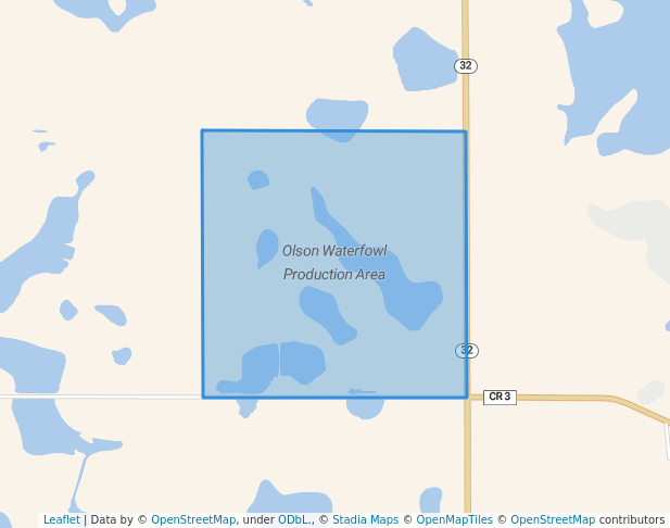 Olson Waterfowl Production Area in Forman | Map and Routes