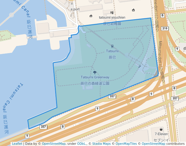 辰巳の森緑道公園 in Koto City | Map and Routes