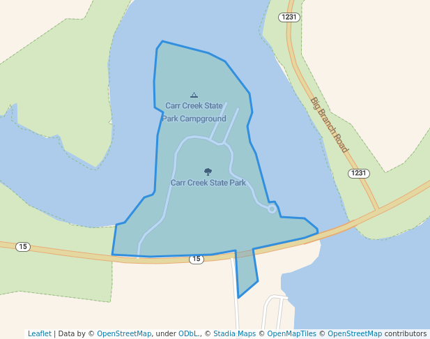 Carr Creek State Park in Sassafras | Map and Routes