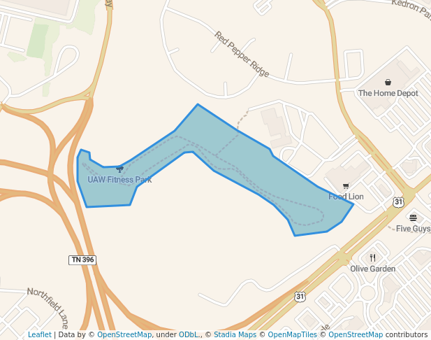 UAW Fitness Park in Spring Hill | Map and Routes