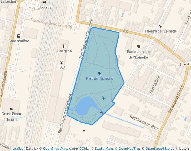 Parc de l'Épinette in Libourne | Map and Routes