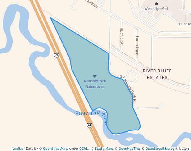 Kennedy Park Nature Area in Fergus Falls | Map and Routes