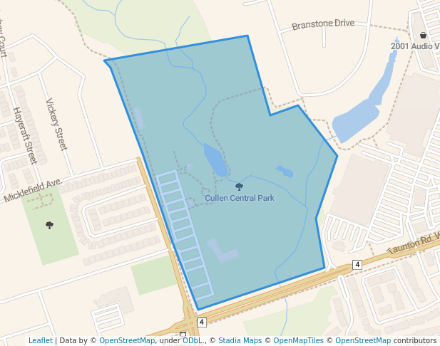 Cullen Central Park in Whitby | Map and Routes