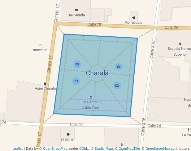 Parque principal José Antonio Galán in Charalá | Map and Routes