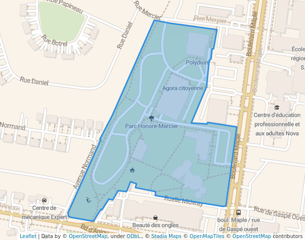 Parc Honoré-Mercier in Châteauguay | Map and Routes