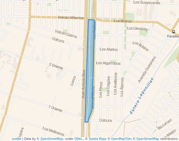 Areas verdes Lagunillas in Coronel | Map and Routes