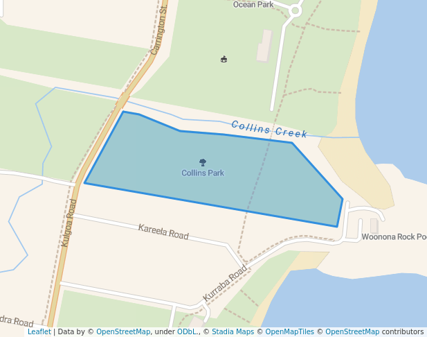 Collins Park in Woonona | Map and Routes