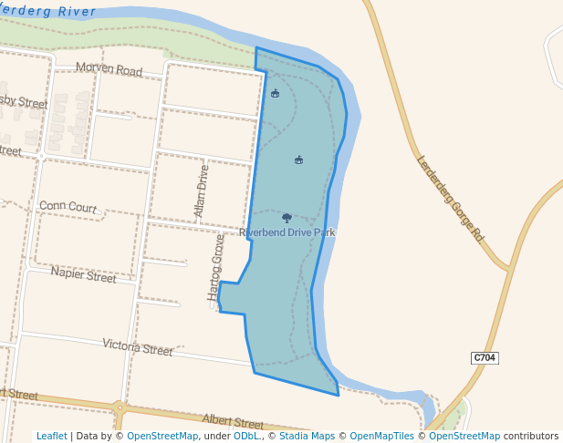 Riverbend Drive Park in Darley | Map and Routes