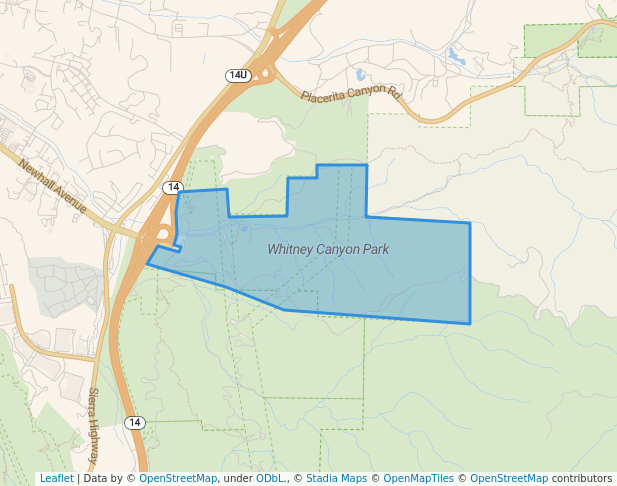 Whitney Canyon Park in Santa Clarita | Map and Routes