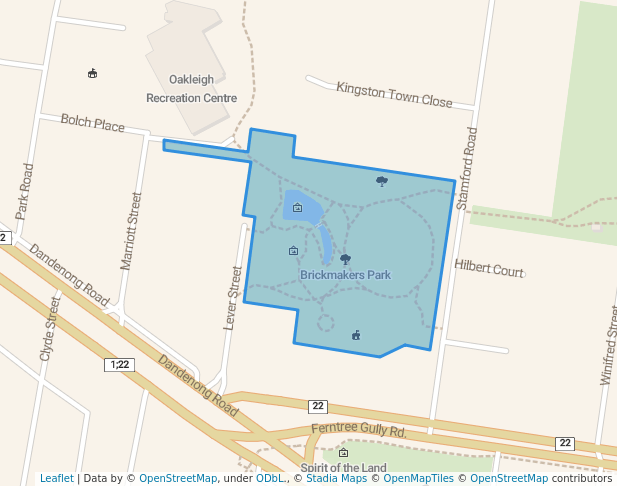 Brickmakers Park in Oakleigh | Map and Routes