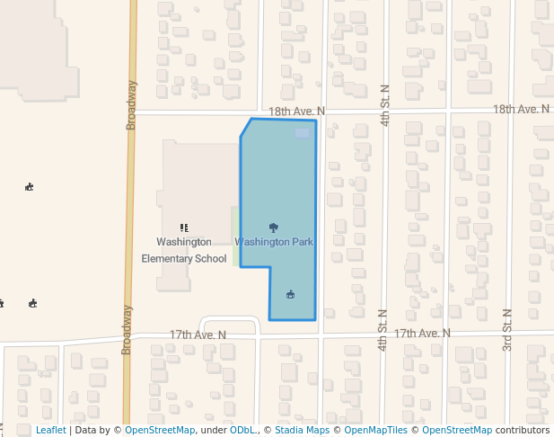 Washington Park in Fargo | Map and Routes