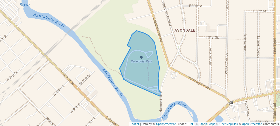 Ashtabula Ohio Lake Trail Map Cederquist Park In Ashtabula | Map And