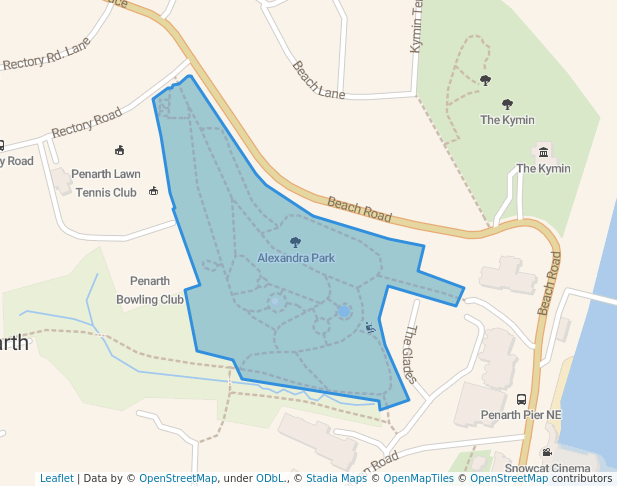 Alexandra Park in Penarth | Map and Routes