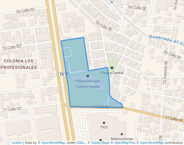 Parque principal Colonia Canada in Choloma | Map and Routes