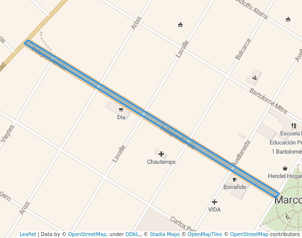 Boulevard Independencia in Marcos Paz | Map and Routes