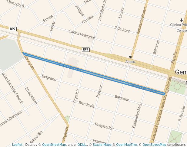 Boulevard Eva Perón in General Rodríguez | Map and Routes