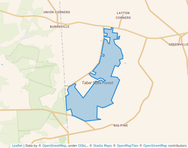 Taber State Forest in Harrington | Map and Routes