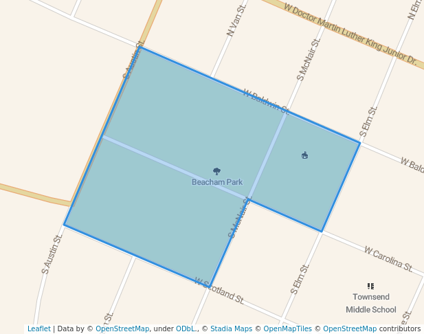 Beacham Park in Maxton | Map and Routes