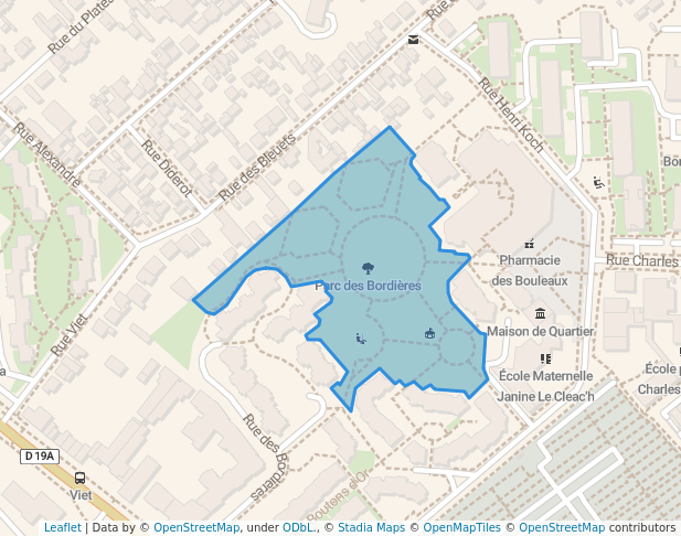 Parc des Bordières in Créteil | Map and Routes