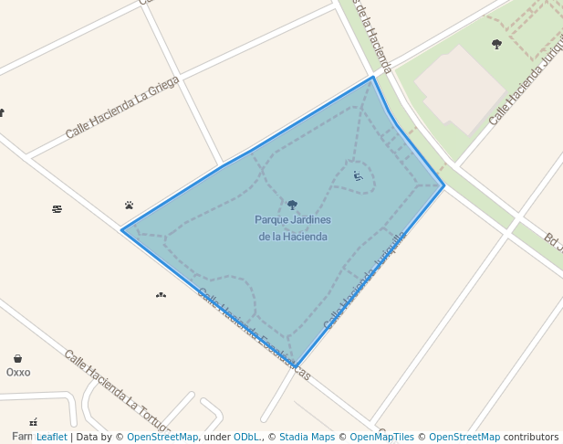 Parque Jardines de la Hacienda in Santiago de Querétaro | Map and Routes