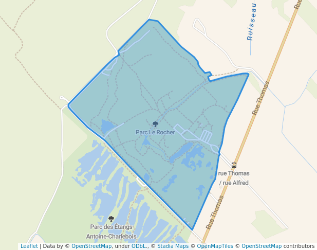 Parc Le Rocher in Saint-Amable | Map and Routes