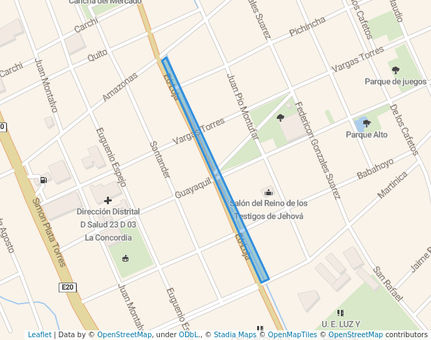 Parque Lineal Calle Loja in La Concordia | Map and Routes