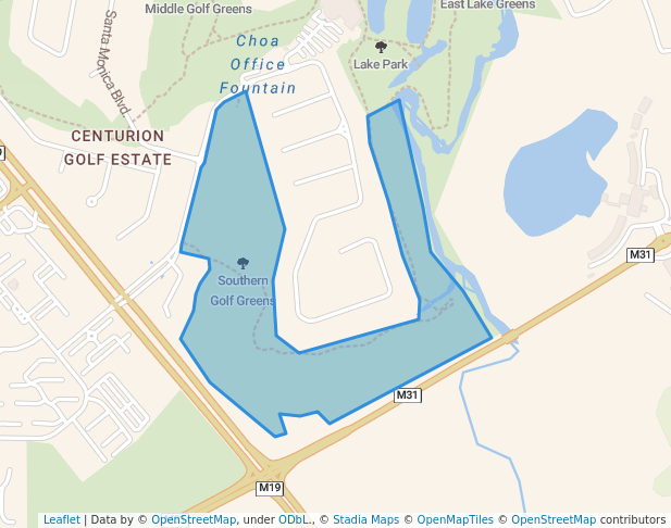 Southern Golf Greens in Centurion | Map and Routes