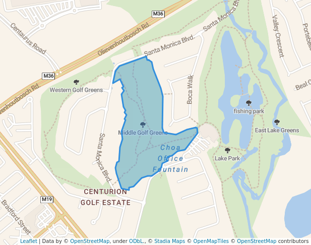 Middle Golf Greens in Centurion | Map and Routes