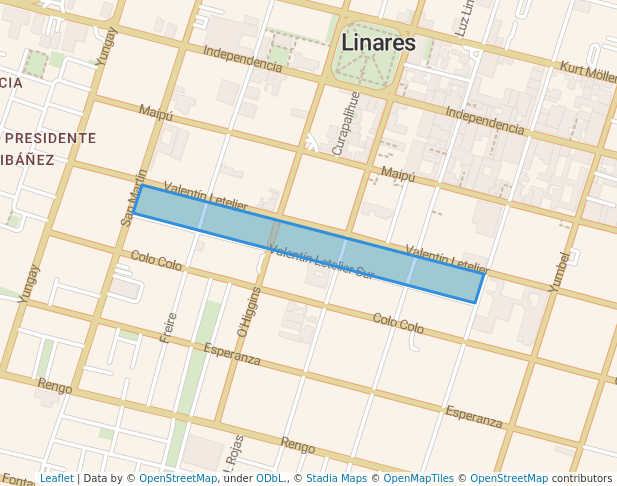 Alameda Valentín Letelier in Linares | Map and Routes