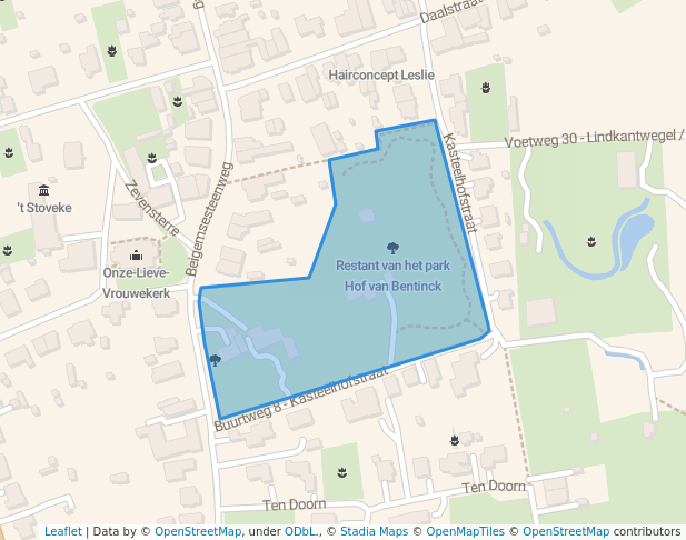 Restant van het park Hof van Bentinck in Grimbergen | Map and Routes