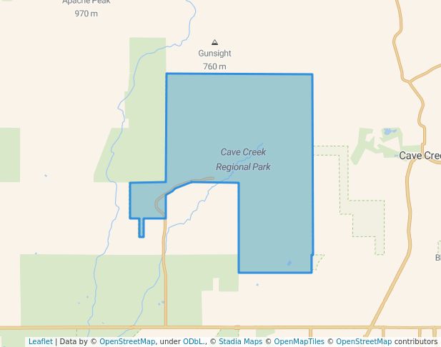 Cave Creek Regional Park in Cave Creek | Map and Routes