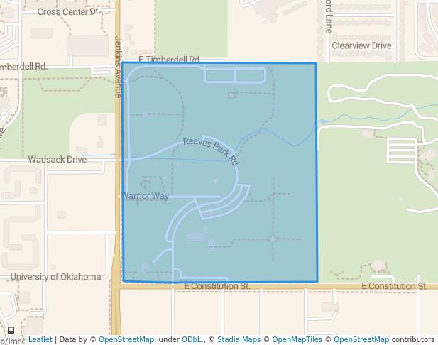 Reaves Park in Norman | Map and Routes