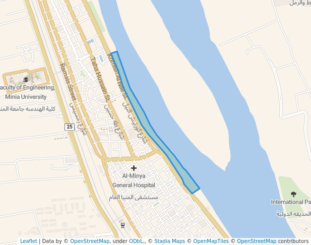 Corniche El-Minya Park in Minya | Map and Routes